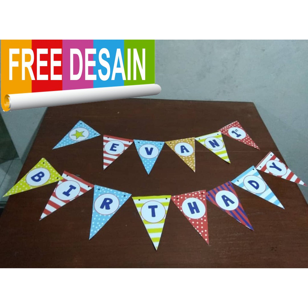 Jual [ HARGA PER HURUF ] Bunting Flag Murah Gratis Desain Perlengkapan ...