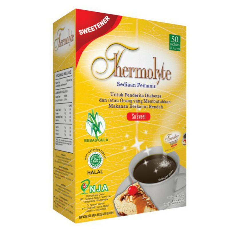 Jual Thermolyte Sweetener - Box isi 50 Sachet @ 1 Gram - Pemanis ...