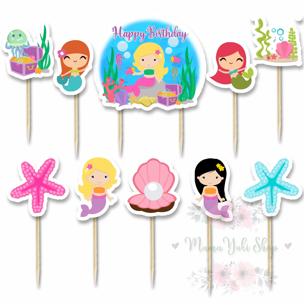 Jual Topper Cake Hiasan Kue Ulang Tahun Anak Mermaid | Shopee Indonesia