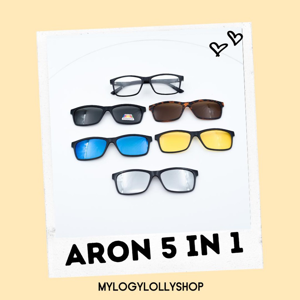Jual mylogylollyshop - kacamata clip on unsex kode ARON 5 IN 1 (frame ...