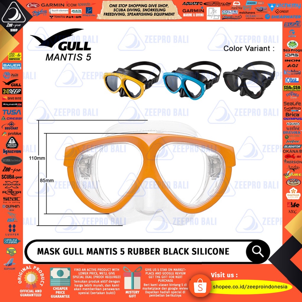 Jual Mask Scuba Diving Gull Mantis 5 Rubber Masker Kinugawa V ...
