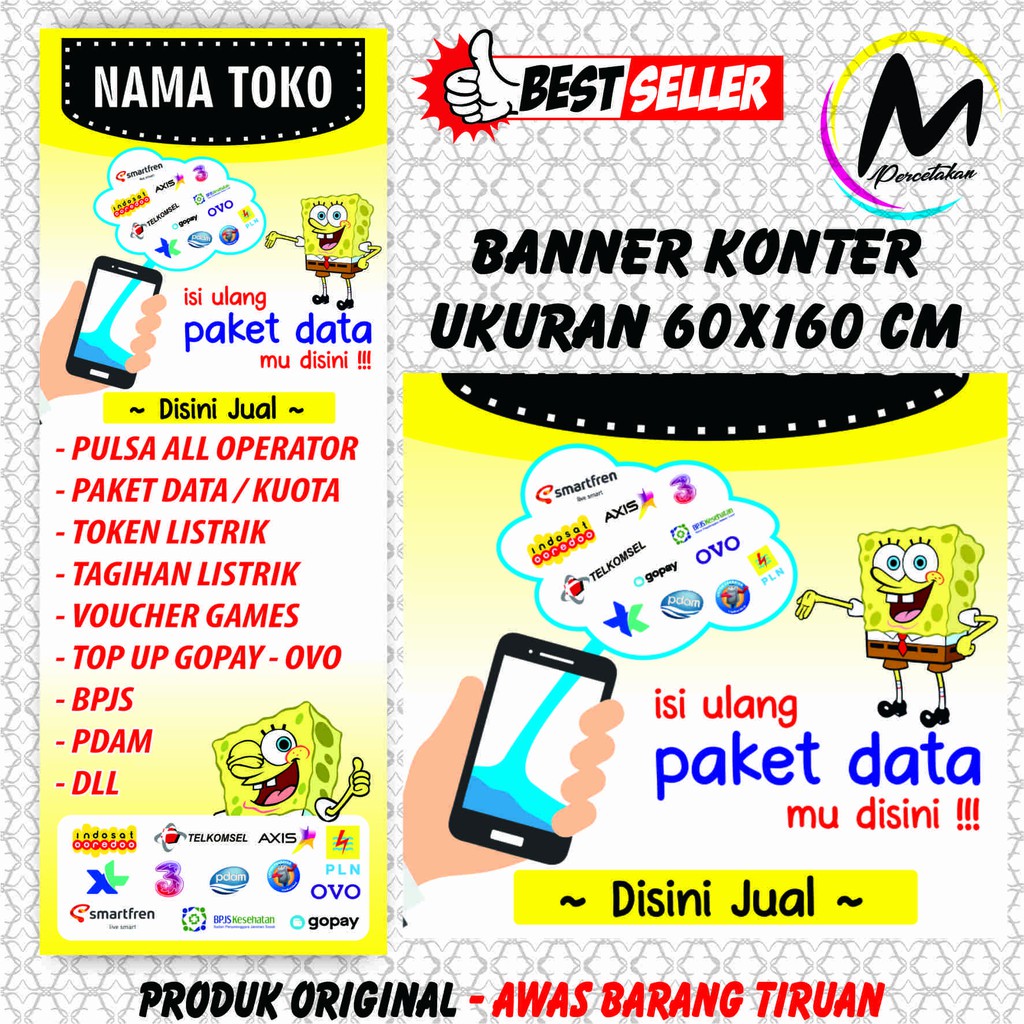 Jual Spanduk Konter Pulsa Variasi Yellow - Ukuran 60x160 Cm | Shopee ...