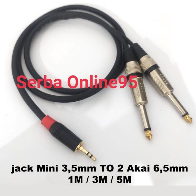 Jual KABEL AUDIO HAPE / HP KE MIXER JACK 3,5MM STEREO TO 2 AKAI 6,5MM ...