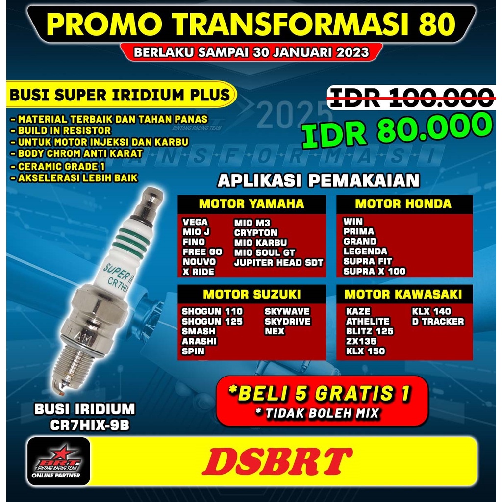Jual Busi IRIDIUM BRT Grand Supra MIO M3 J Soul Shogun Smash Jupiter ...