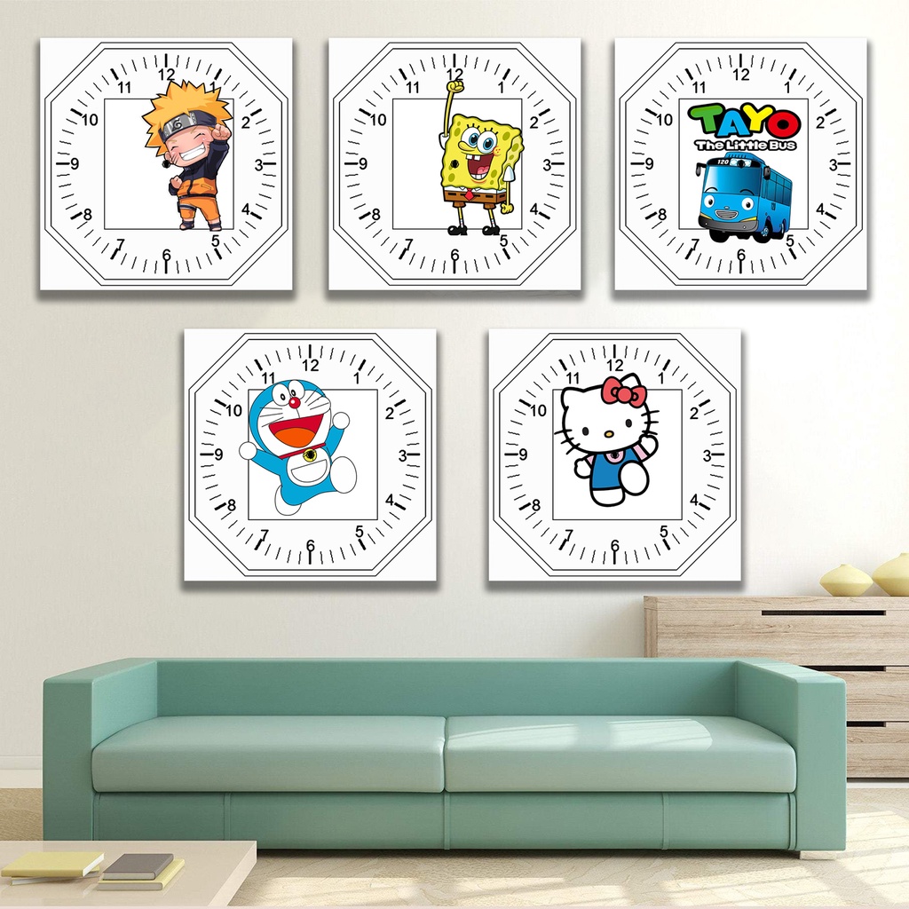 Jual Jam dinding kayu unik karakter kartun naruto tayo doraemon ...