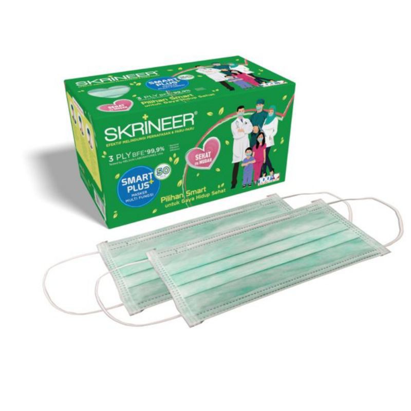 Jual [SKRINEER]SKRINEER MASKER GREEN EARLOOP 3PLY 50PCS | Shopee Indonesia
