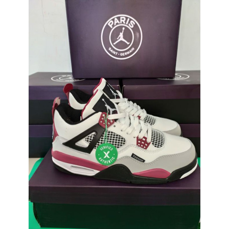Jual Air jordan 4 retro X PSG neutral grey black bordeaux | Shopee ...
