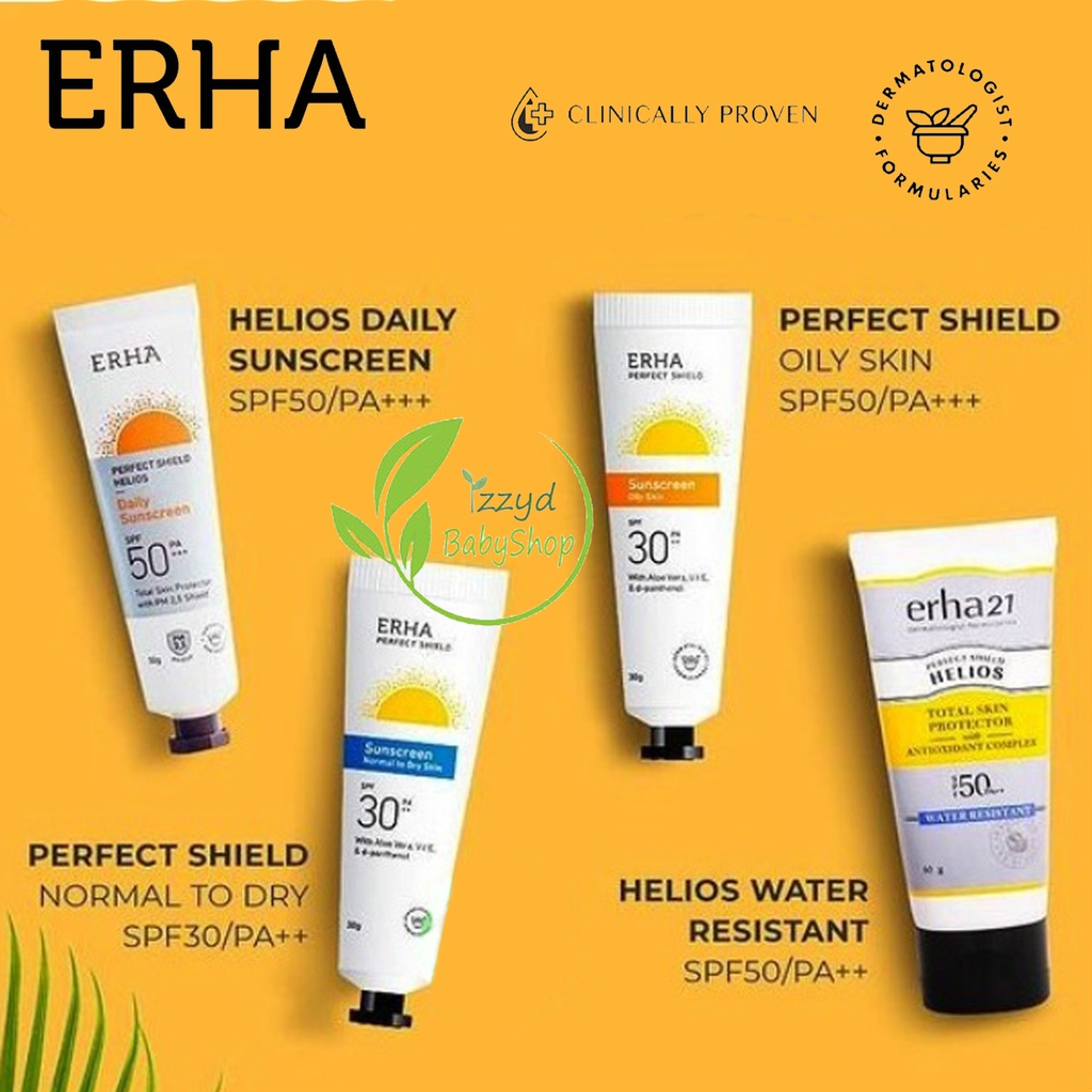 Jual ERHA Perfect Shield Helios SPF50/PA+++ 30g - Daily Sunscreen, water resistant 60gr sunblock ...