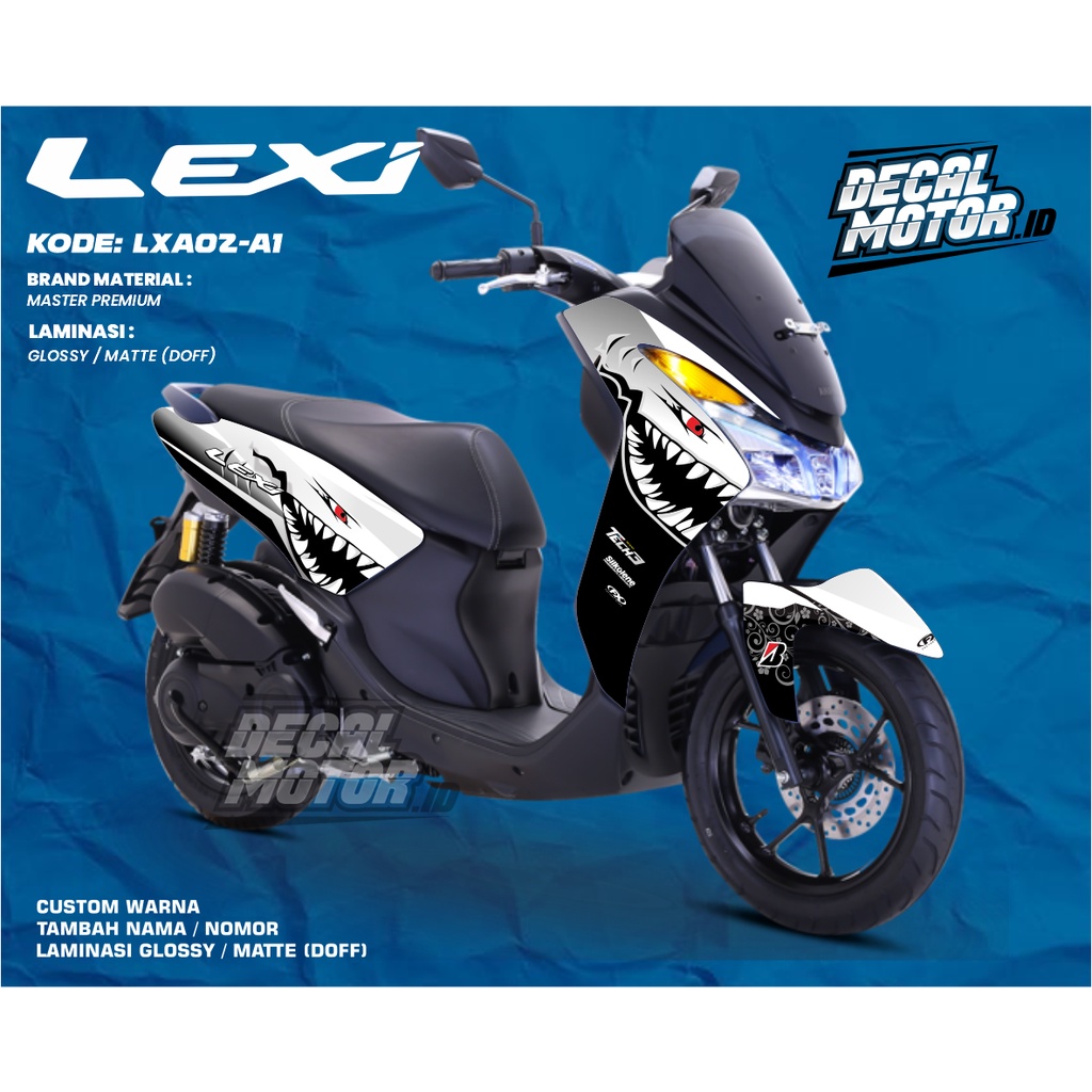 Jual Decal Motor Lexi Motif Shark Sticker Decal Desain Hiu Full Body ...