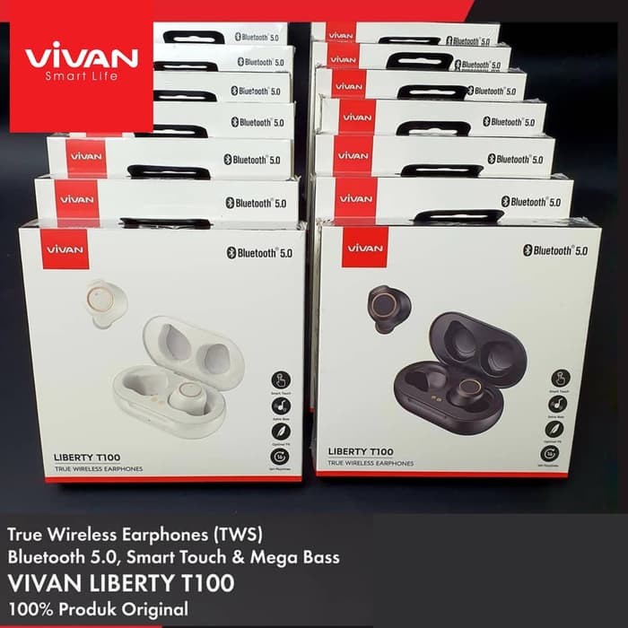 Jual VIVAN Wireless Bluetooth Earbuds with Charging Case Liberty T100 ...