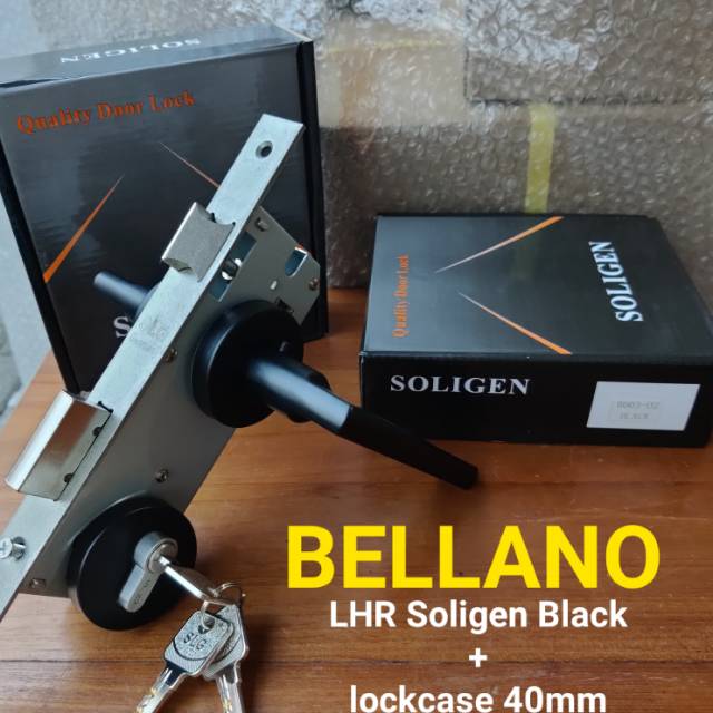 Jual Handle pintu merk Soligen Black include bodi kunci | Shopee Indonesia