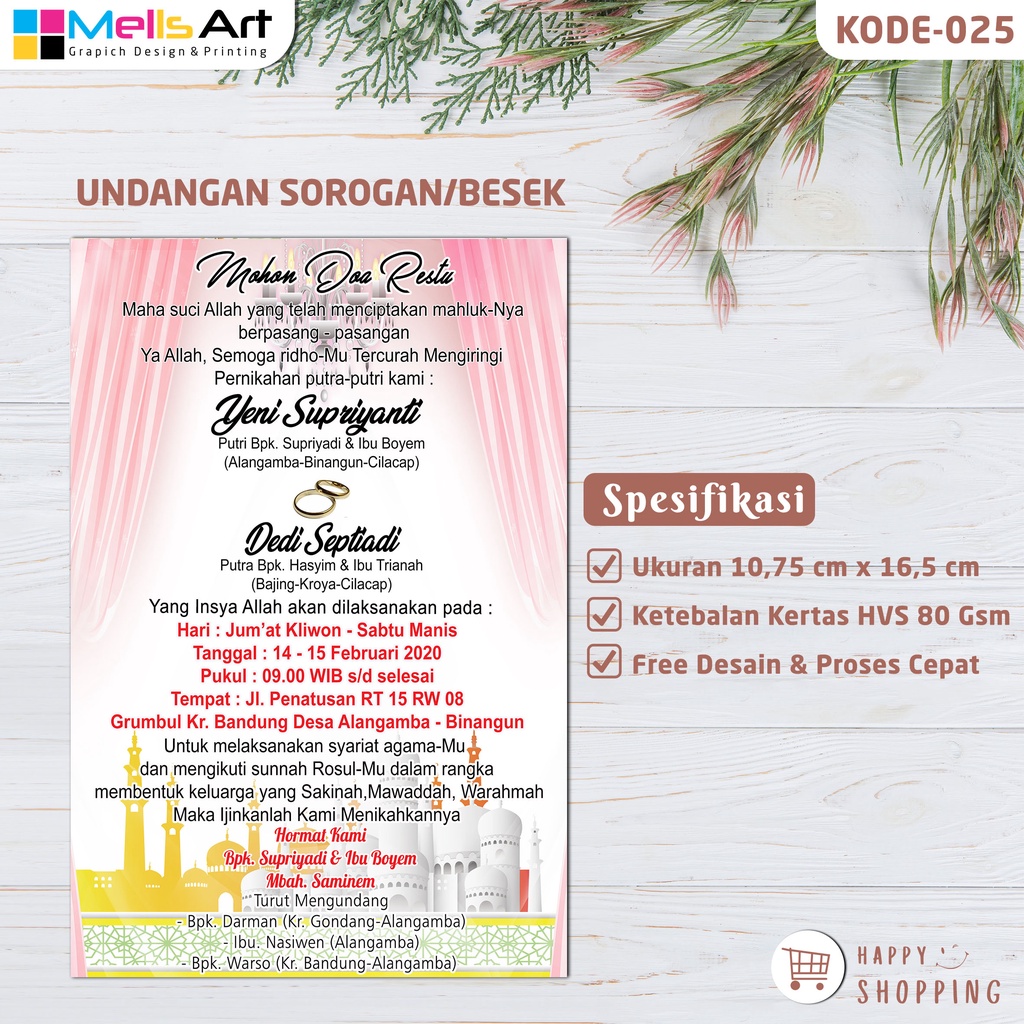 Jual Undangan Nikah Khitan Sorogan Besek | Shopee Indonesia