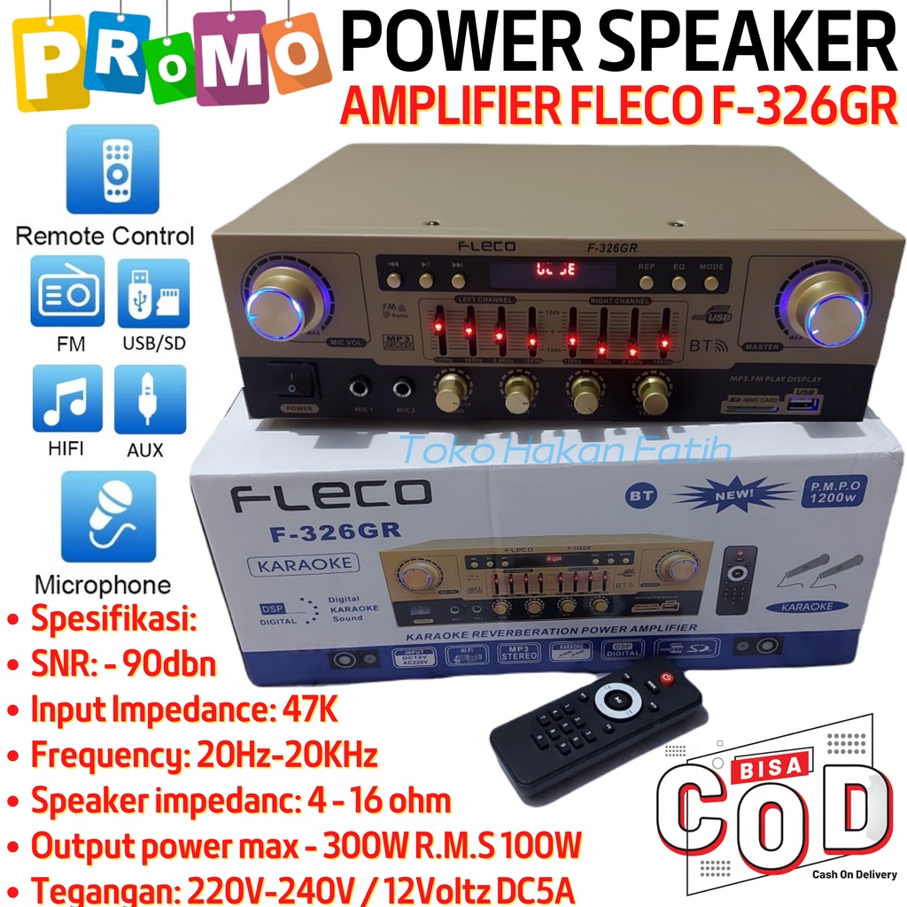 Jual Amplifier Power Speaker Audio Super Bass Fleco F 326 GR Karaoke Bluetooth EQ Home Theater 2 ...