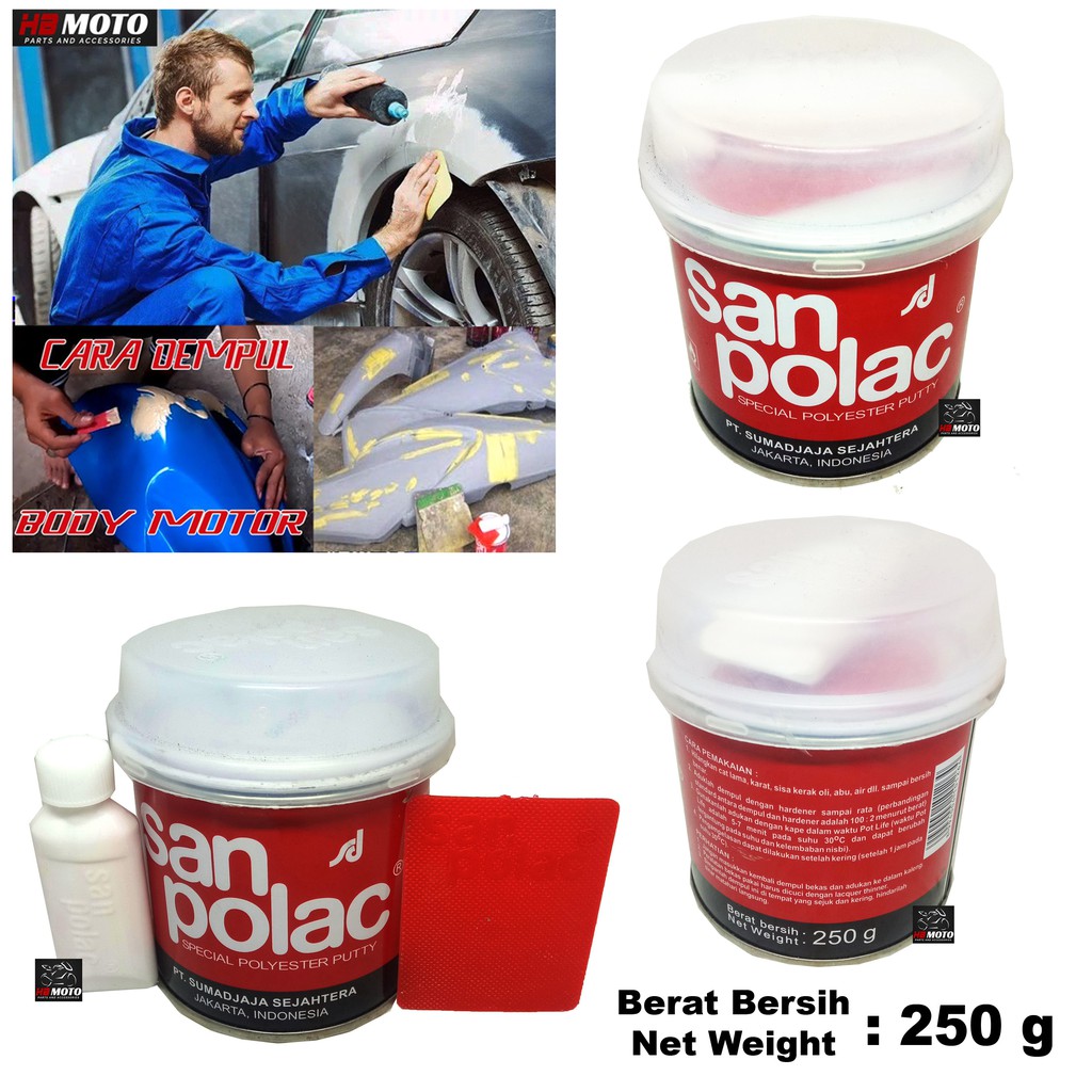 Jual Dempul Sanpolac 250 GR Obat Campuran/ SANPOLAC POLYESTER PUTTY ...