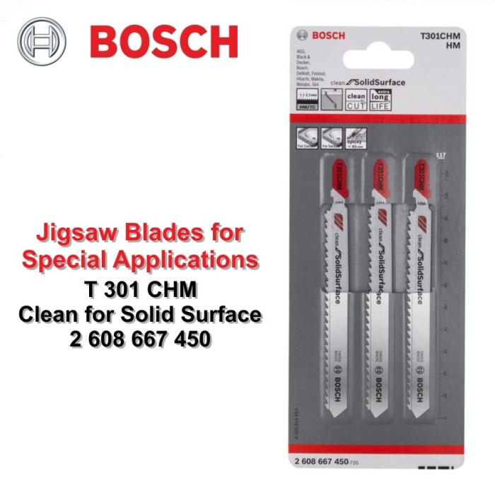 Jual Bosch Mata Jigsaw T301CHM Clean for Solid Surface Jigsaw Blade ...