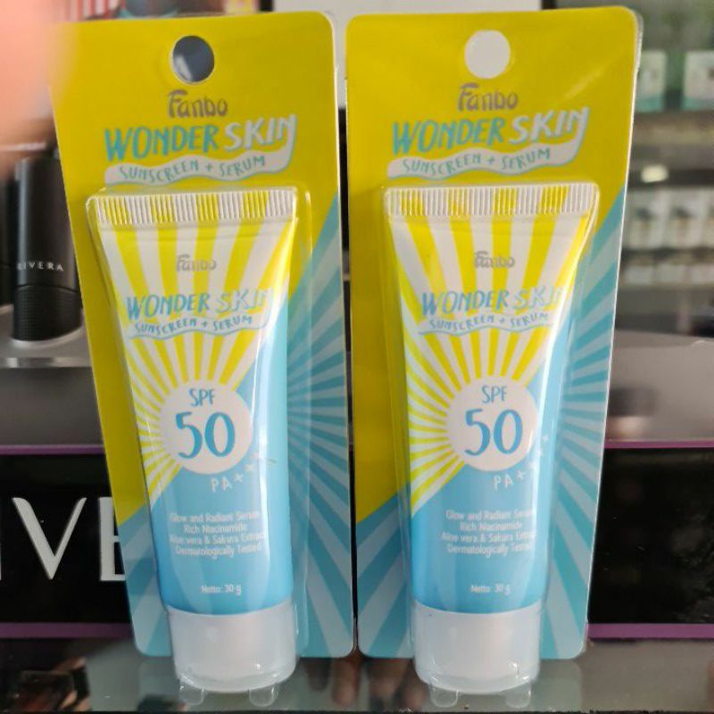 Jual Fanbo wonder skin sunscreen & serum Spf50 pa++++ 30ml | Shopee ...