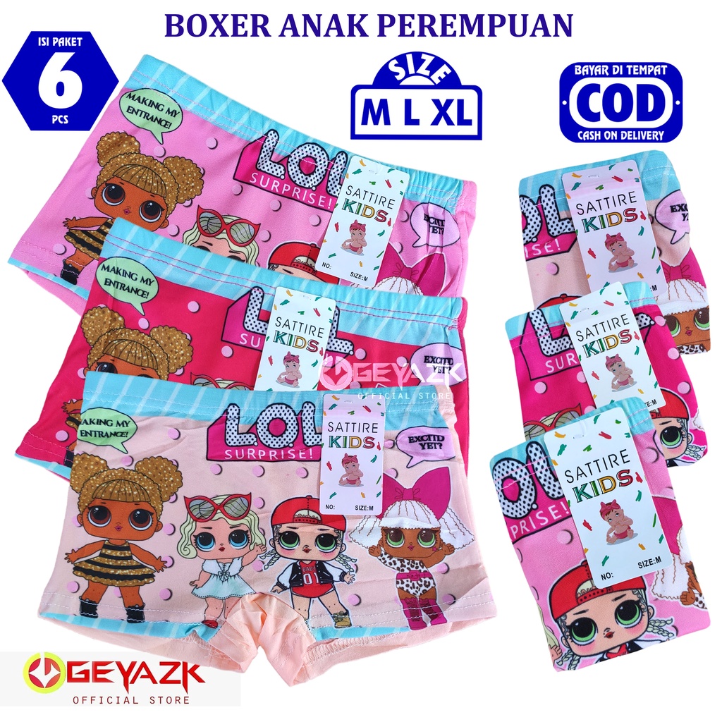 Jual 6 Pcs Boxer Anak Cewek Cd Boxer Anak Perempuan Gambar Terlaris ...