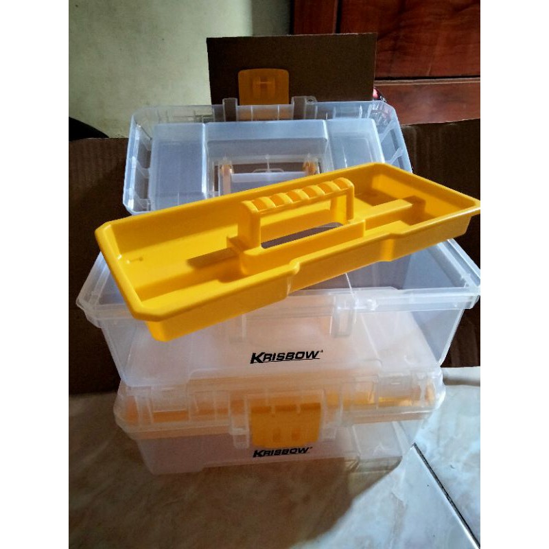 Jual Krisbow TOOL BOX PLASTIK/KOTAK PERKAKAS TRANSPARAN 30 x 16 x 14 Cm ...
