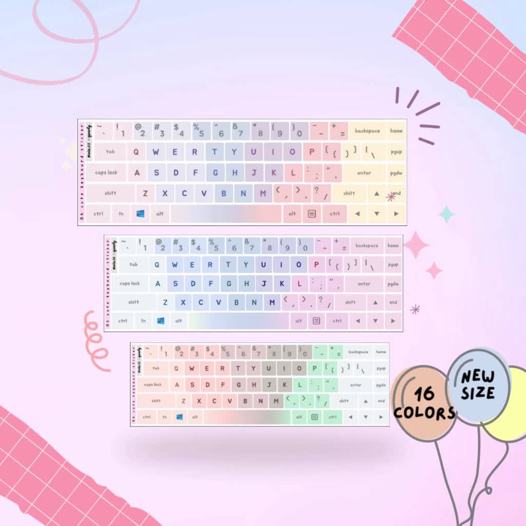 Jual Qwerty Keyboard Sticker for Windows Aesthetic Palette Color Vinyl ...