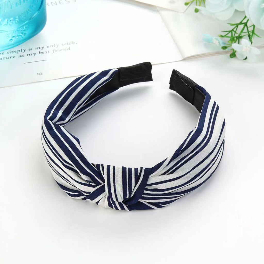 Jual Headband Bandana Polos Bando Kain Motif Garis-Garis Bando Simpul ...