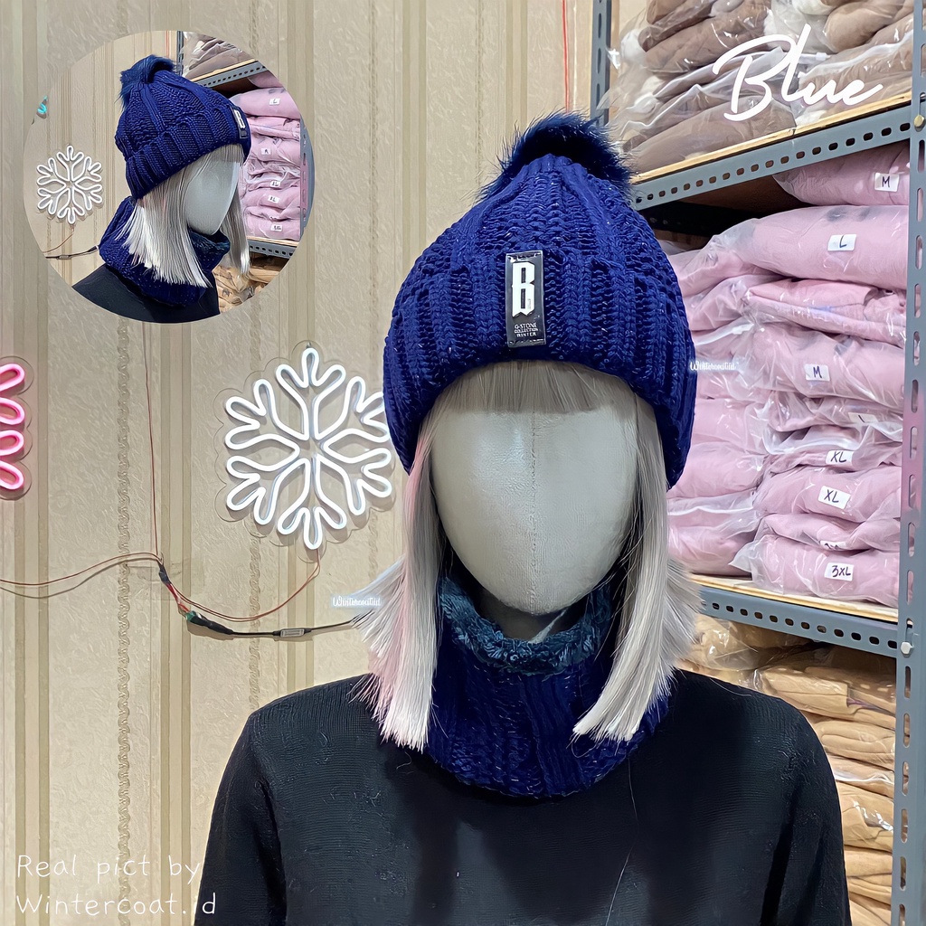 Jual Beanie hat dan Neck warmer 1 set Bianca wanita anak cewek topi ...