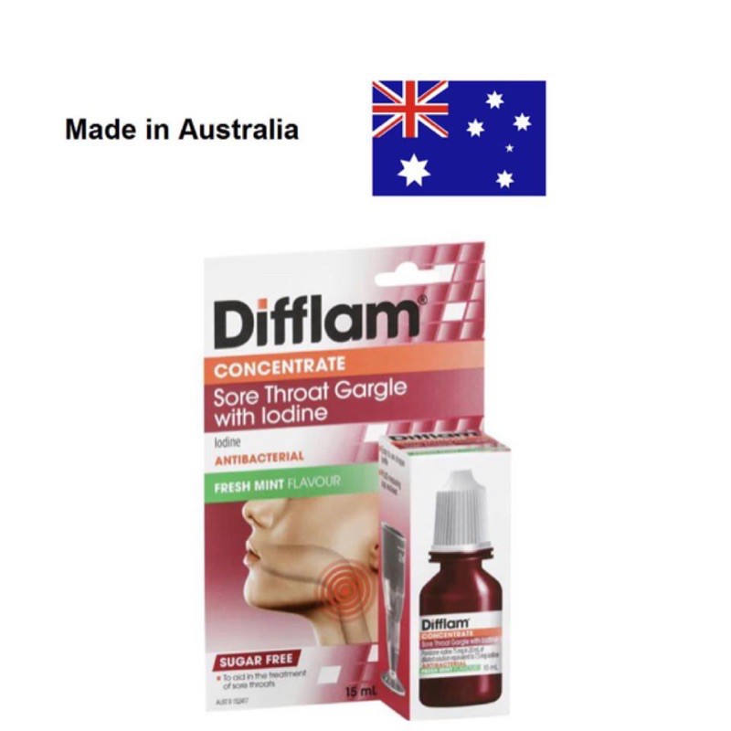 Jual Difflam Concentrate Sore Throat Gargle with Iodine / Fresh mint ...