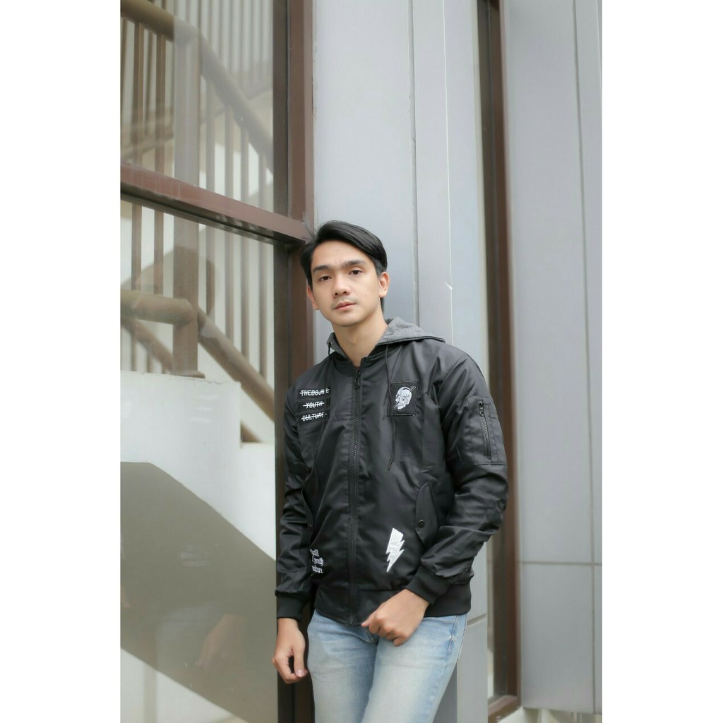 Jual Benito Bomber Hoodie Jacket Bailey Black | Shopee Indonesia