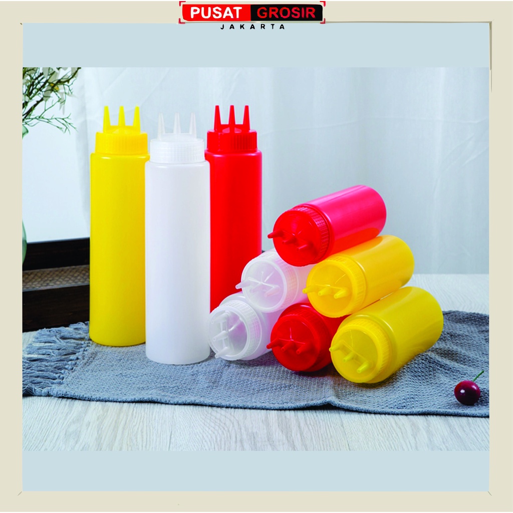 Jual S263 Botol Saos Sauce Saus 3 Lubang / Botol Plastik Mayonaise ...
