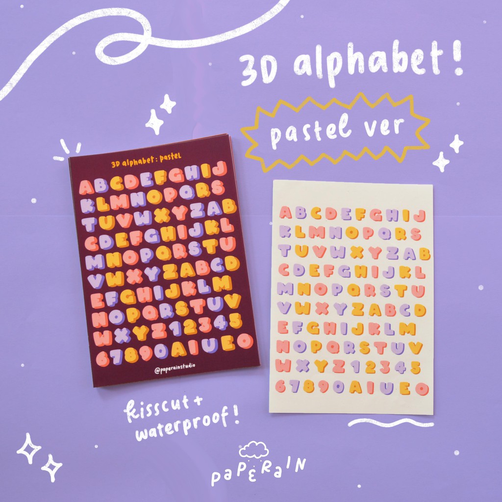 Jual PAPERAIN STUDIO Alphabet Sticker Sheet / Stiker Jurnal Huruf Angka ...