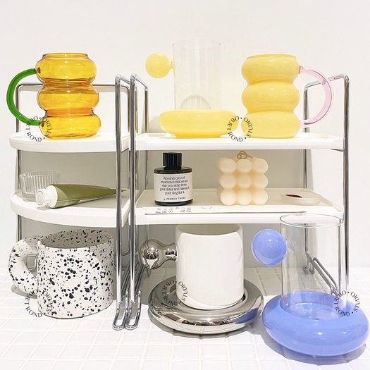 Jual [objet rond] white mini rack 2-tier | rak display putih kecil ...