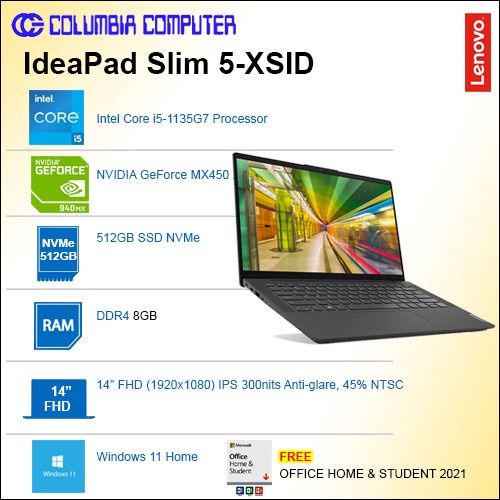 Jual IdeaPad Slim 5-XSID i5-1135G7 8GB 512GB MX450 14FHD Win11+OHS2021 ...