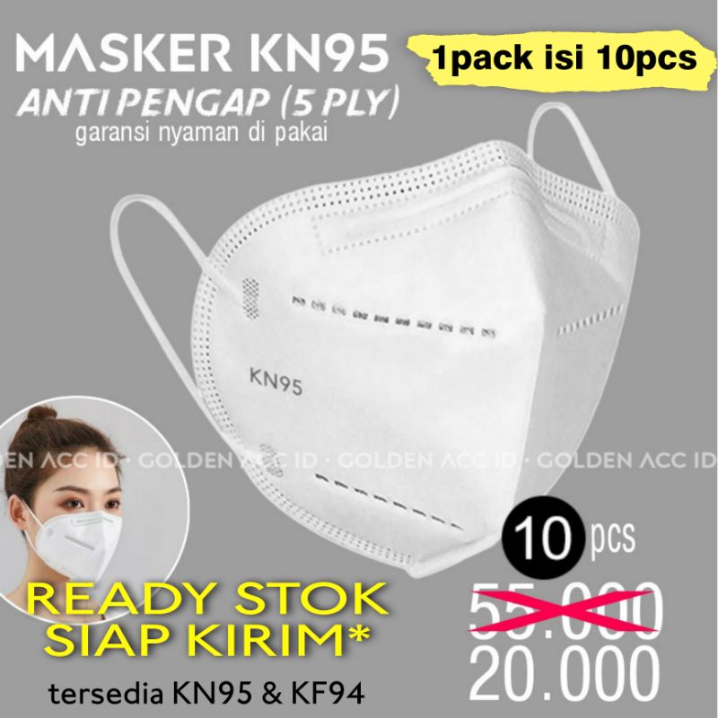 Jual Masker 5 ply KN95 anti pengap (1 pack isi 10 pcs lebih murah ...