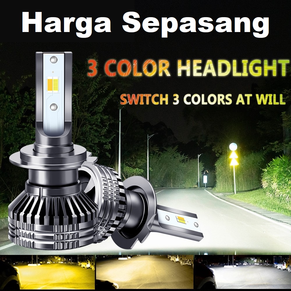 Jual Lampu Utama LED 2 Dual CSP 3 Warna H1 H3 H4 H7 H11 HB3 HB4 Mobil Can Bus Canbus Motor ...