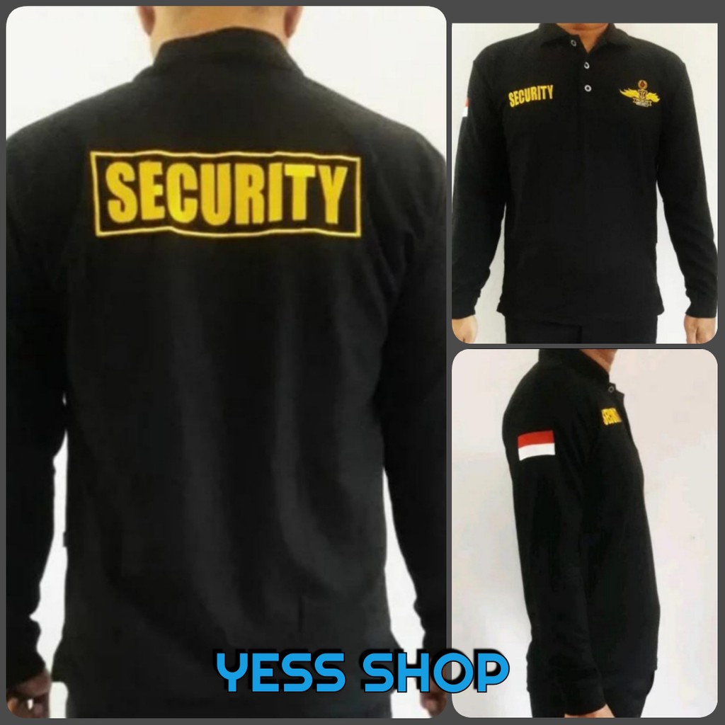 Jual Baju Kaos Polo Shirt Security Hitam Logo Wings Lengan Panjang ...