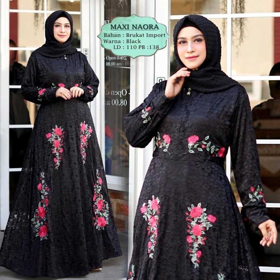 Jual DREES BRUKAT NAORA MAXI BAJU MUSLIM RAMADHAN BROKAT GAMIS BROKAT ...