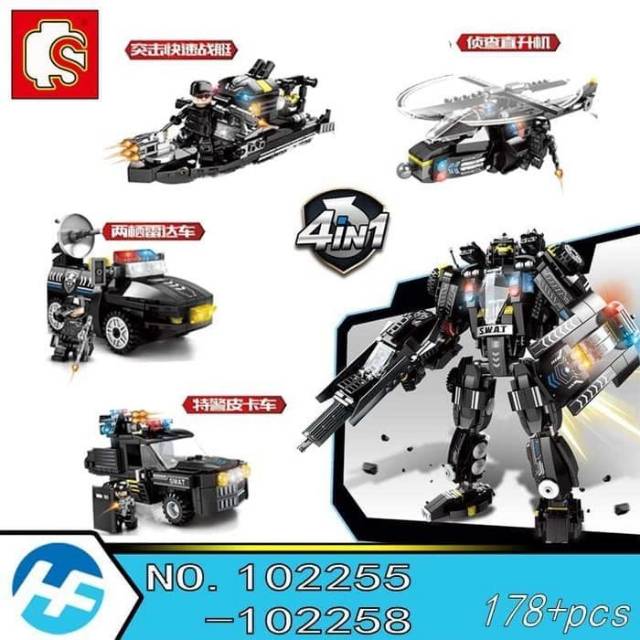 Jual Lego Brick Robot Transformers 4 in 1 Police SWAT Army | Shopee ...