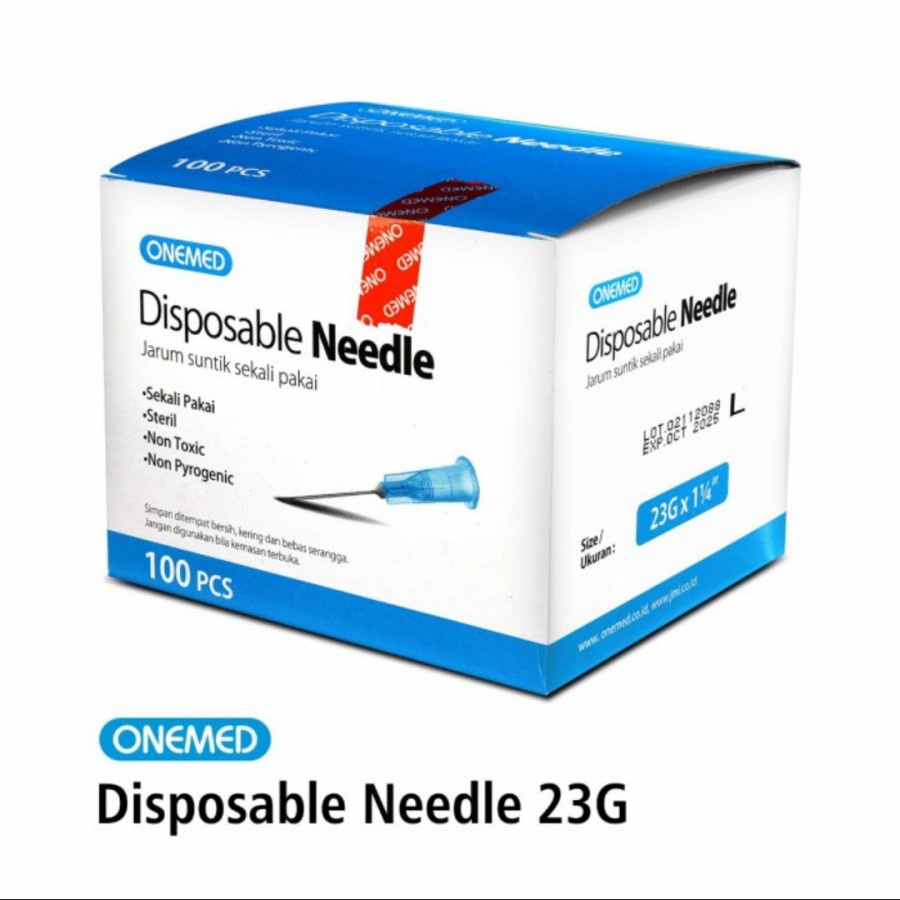 Jual Onemed Jarum Disposable Needle 23G isi 100pcs 100 pcs | Shopee Indonesia