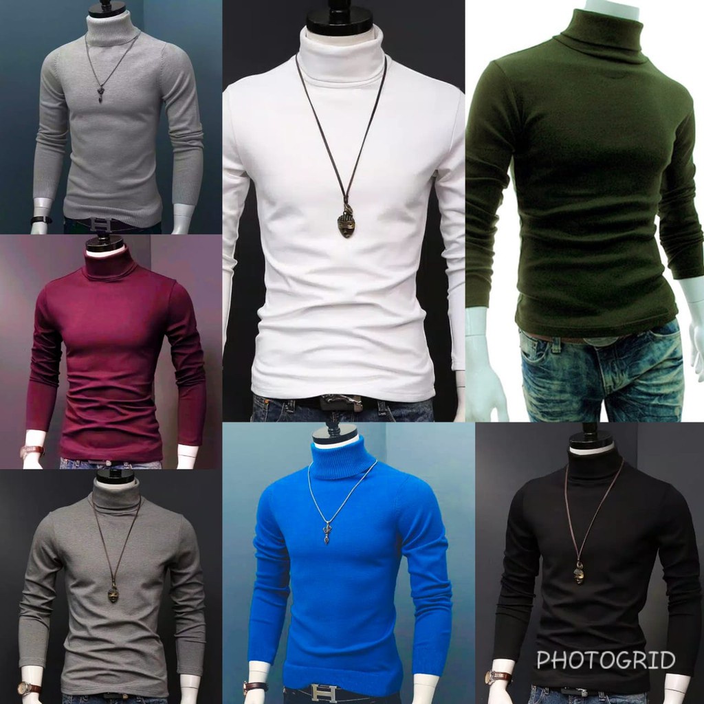 Jual Kaos Turtleneck Pria Lengan Panjang Turtle neck Korean Style Leher ...