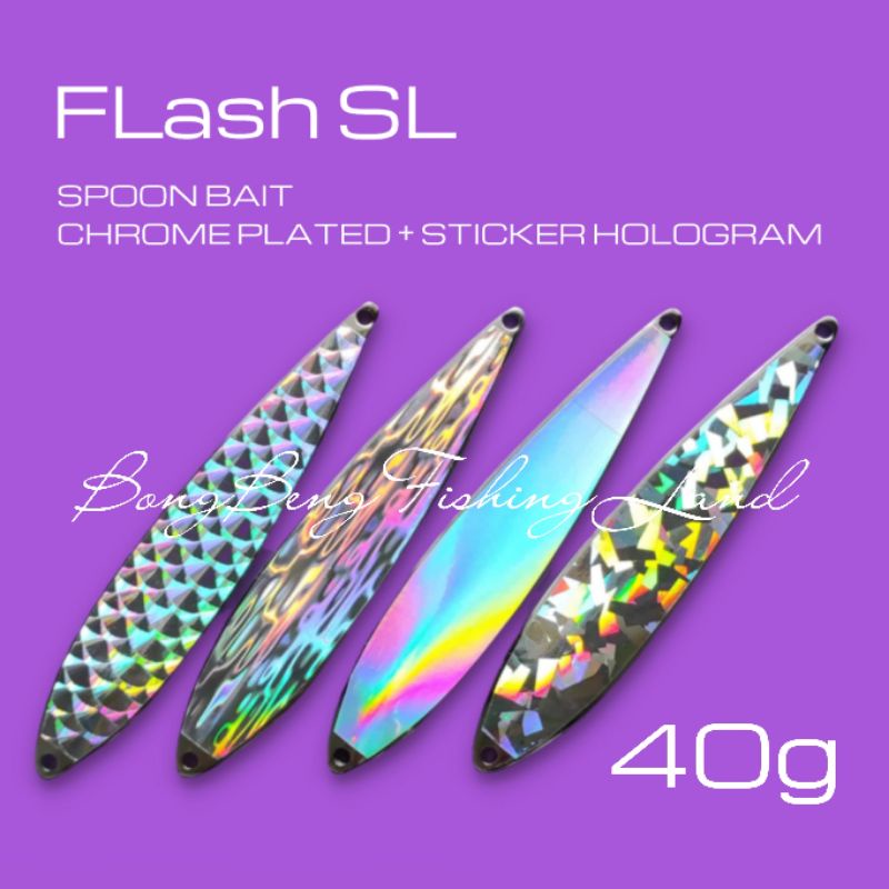 Jual Umpan Pancing Spoon Chrome FLash SL 40 Gram Sticker Hologram ...