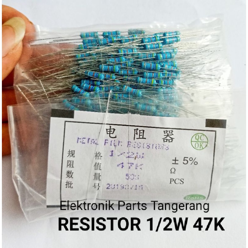 Jual (10 Buah) RESISTOR 1/2W 47K OHM RESISTOR 1/2WATT 47K OHM RESISTOR ...