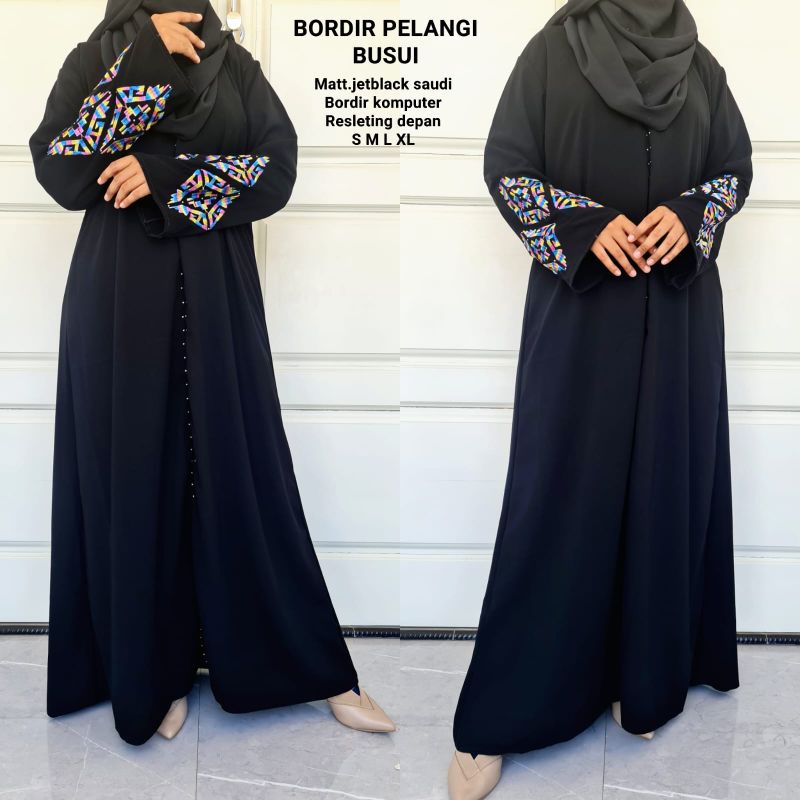 Jual NEWW!! ABAYA GAMIS HITAM BORDIR PELANGI JETBLACK SAUDI BUSUI ...