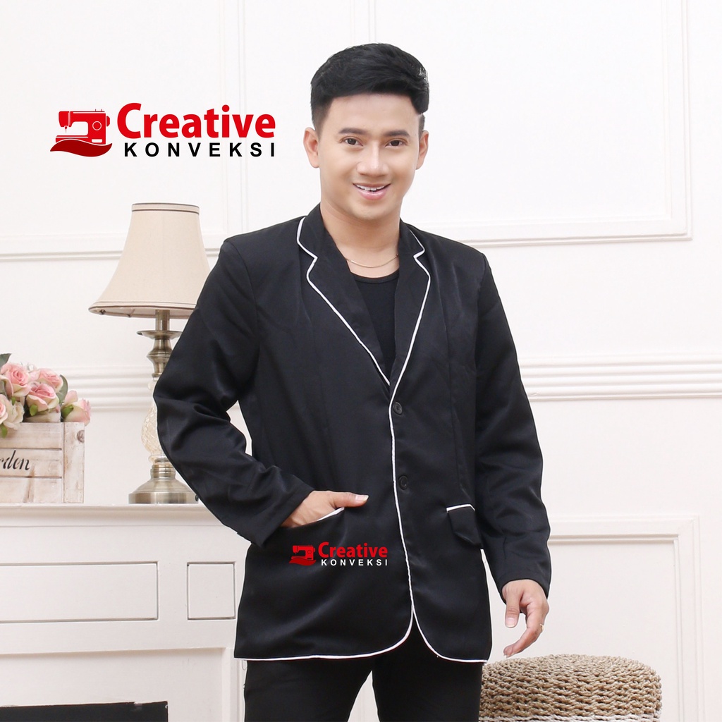 Jual Jas hitam kombinasi putih, jas formal, jas kampus, osis, jas ...