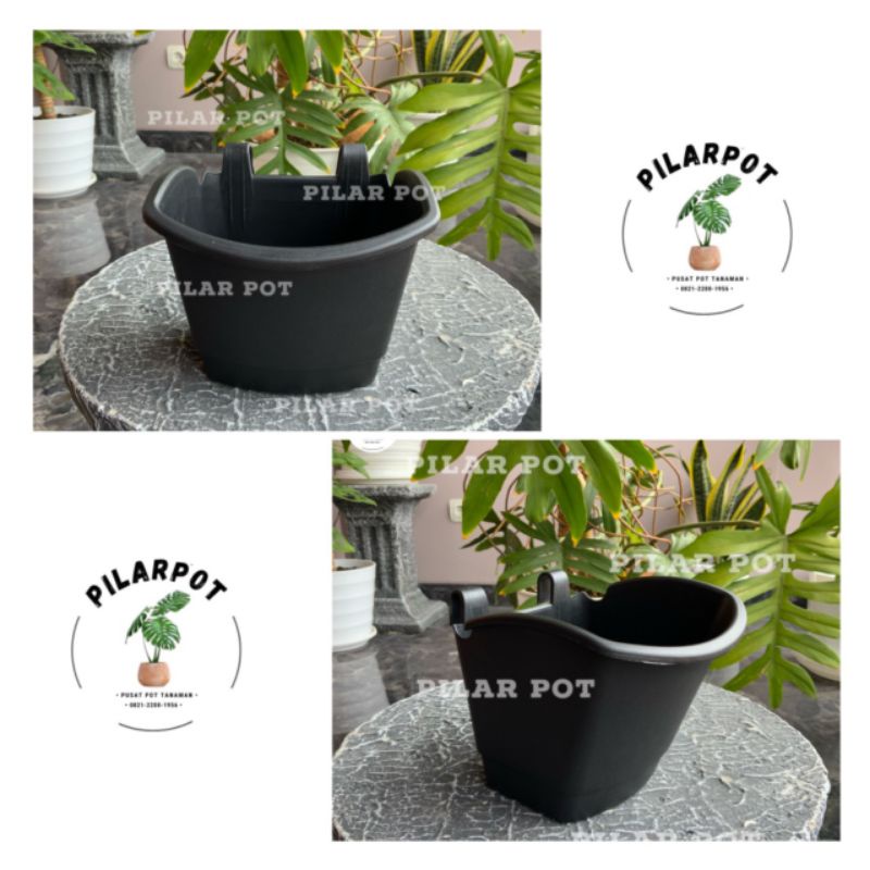 Jual pot bunga tanaman tempel dinding 15 kotak hitam - ARGO MINI HITAM ...