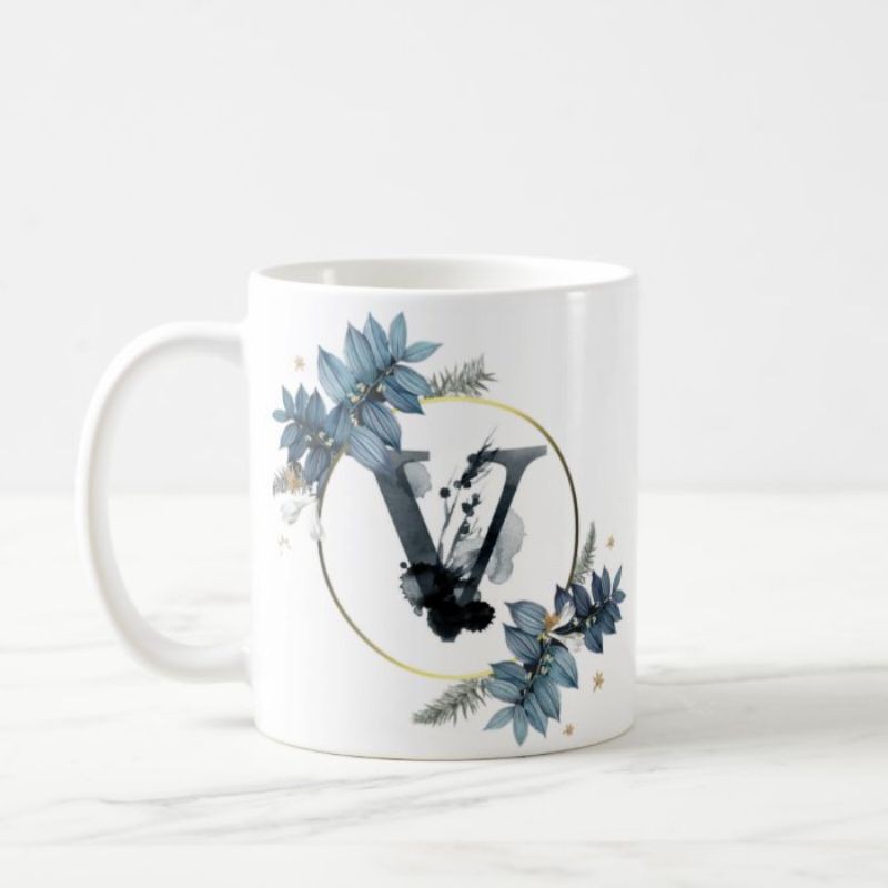 Jual Mug gelas custom inisial nama FLORAL FRAME | Shopee Indonesia
