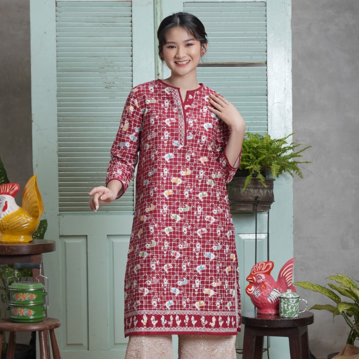 Jual NONA RARA - Ayala mudik T1472, Baju Batik Kasual Modern | Shopee ...