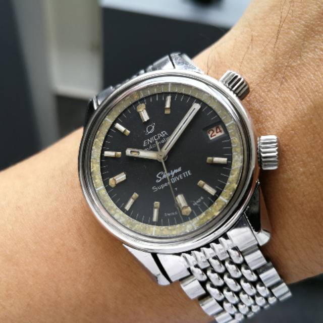 Jual Original RARE 60s Vintage Enicar Sherpa Super Divette diver Black ...