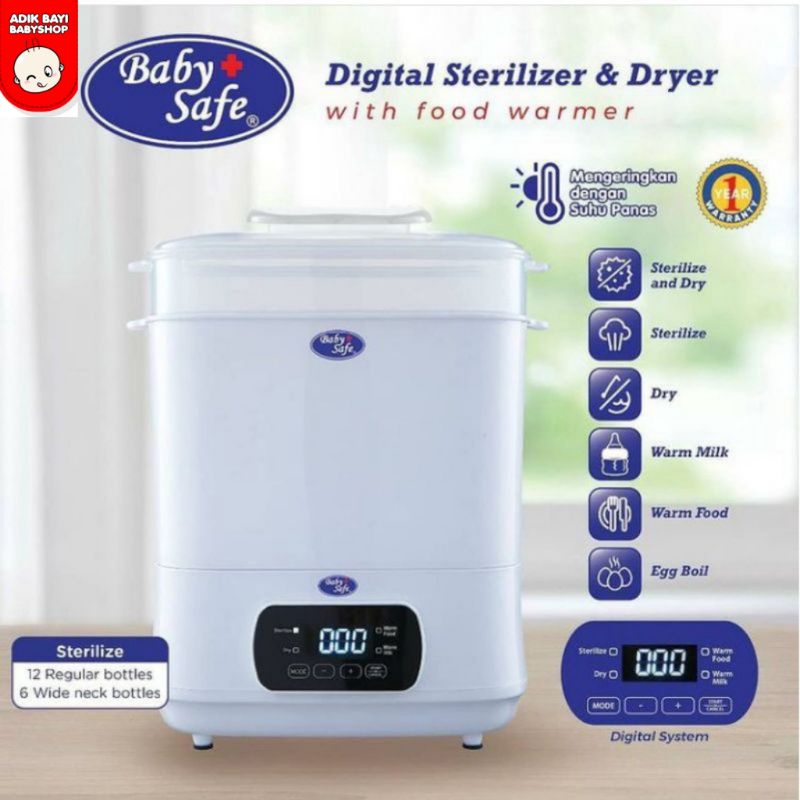 Jual Baby Safe Digital Sterilizer And Dryer Milk Food Warmer Babysafe STE01 / Baby Safe Digital ...