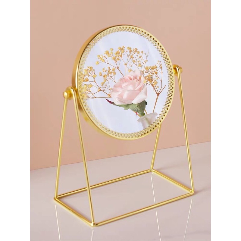 Jual Kaca Bulat Gold Stand / Gold Mirror | Shopee Indonesia