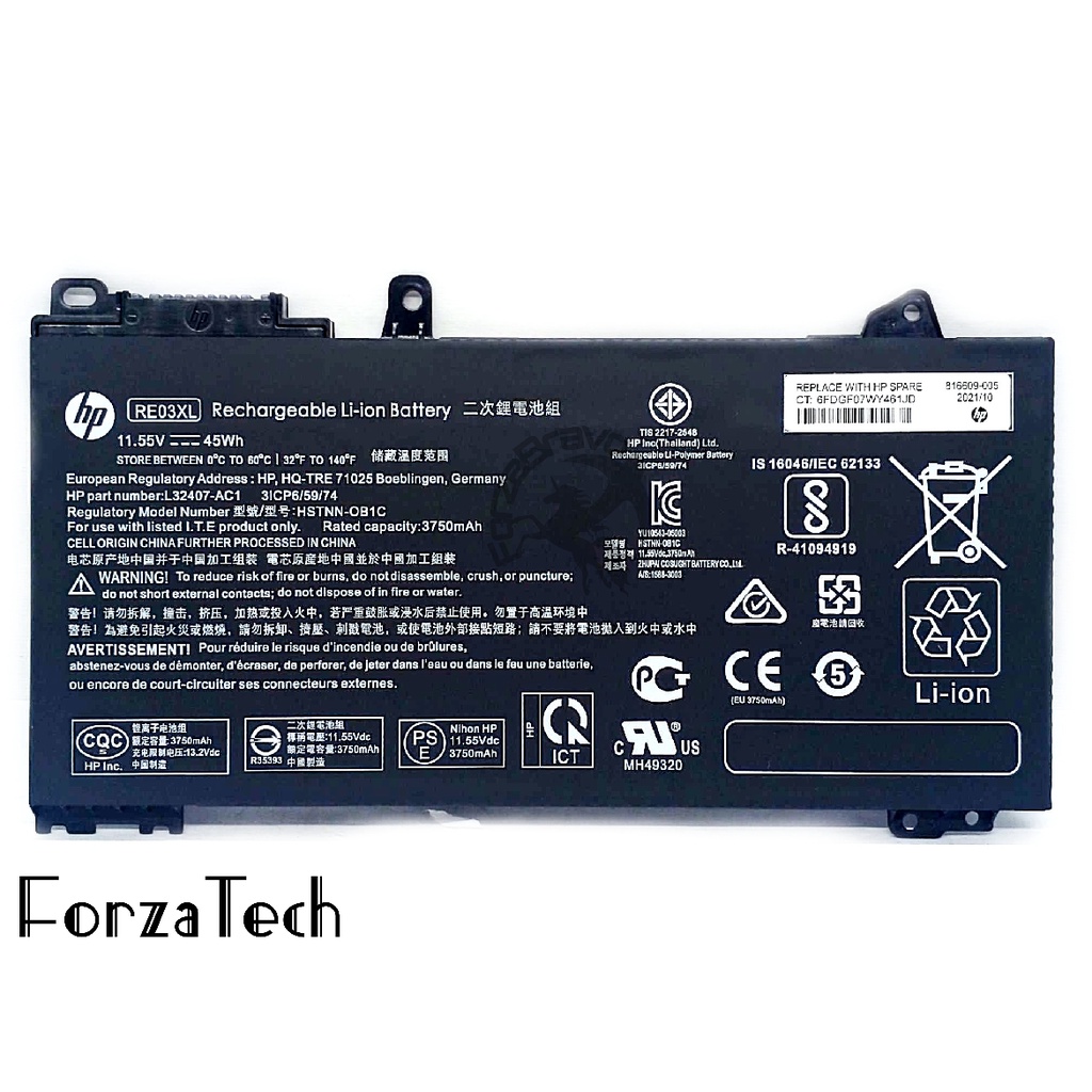 Jual Original Battery Laptop HP ProBook RE03XL series 430 440 450 445 ...