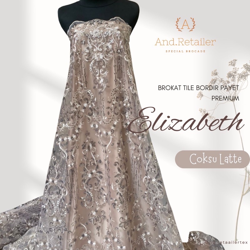 Jual Bahan Kebaya Mewah Brokat Bordir Tile Payet Elizabeth Warna Coksu ...